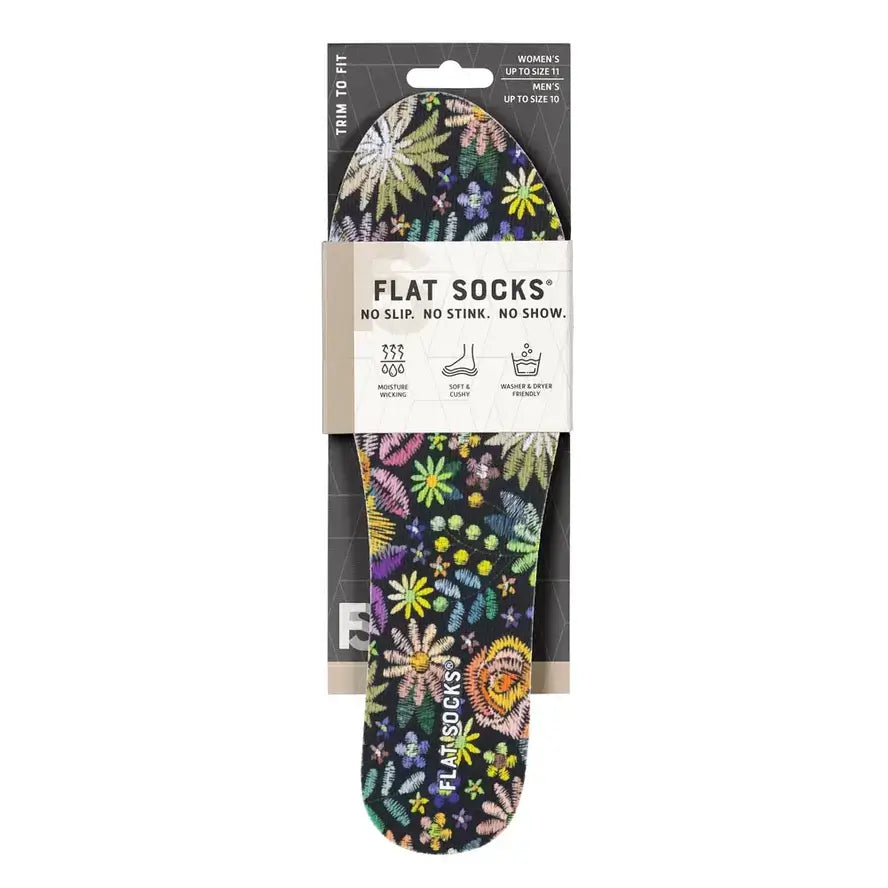 Flat Socks - Small Floral Embroidery – Sensory Tool House, LLC